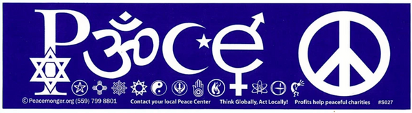 PEACE Bumper Sticker - Multifaith Interfaith Vinyl Decal - Sunnyside ...