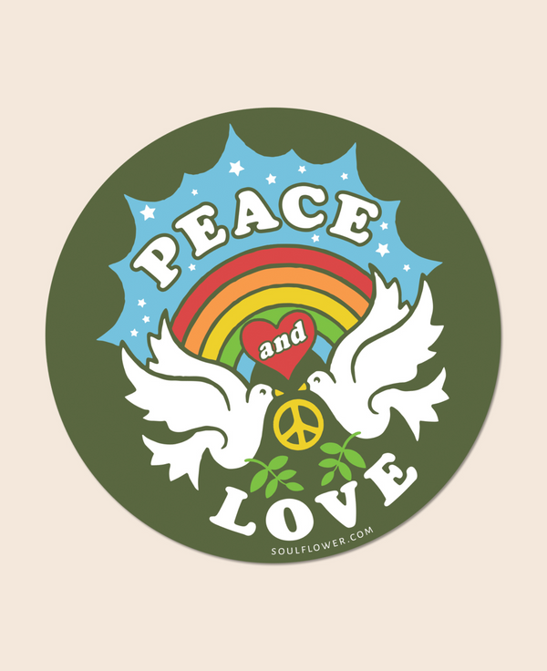 Peace and Love Sticker - Sunnyside Gift Shop
