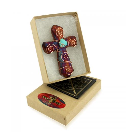 Mini Cross Magnets from Raku Pottery - Sunnyside Gift Shop